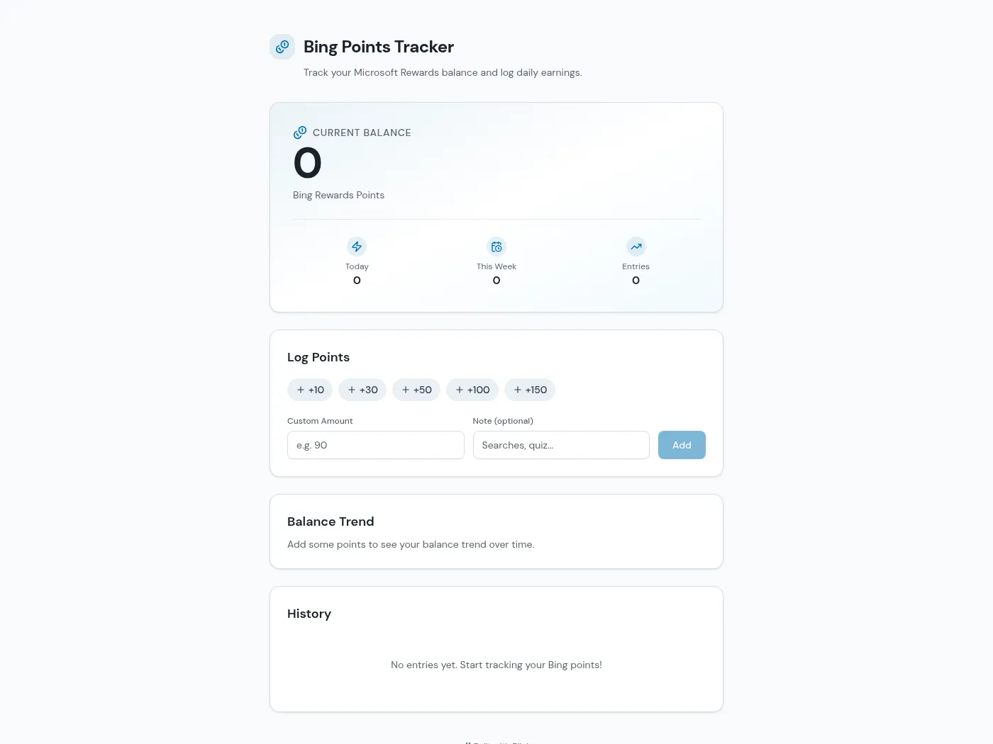 Bing Points Tracker