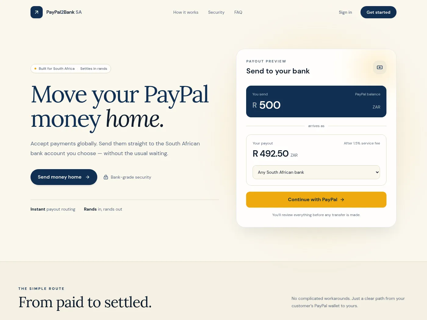 PayPal2Bank SA Gateway