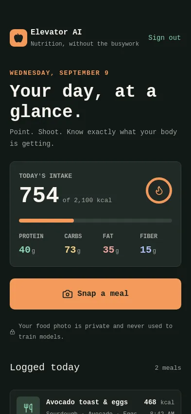Elevator AI Nutrition App