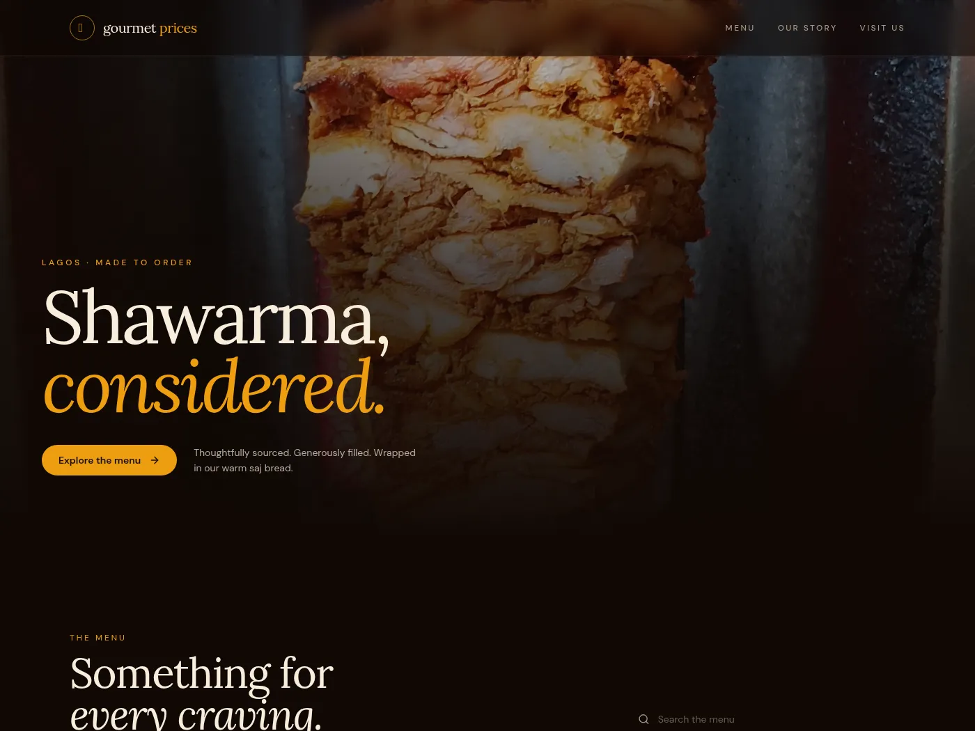 Gourmet Prices Menu
