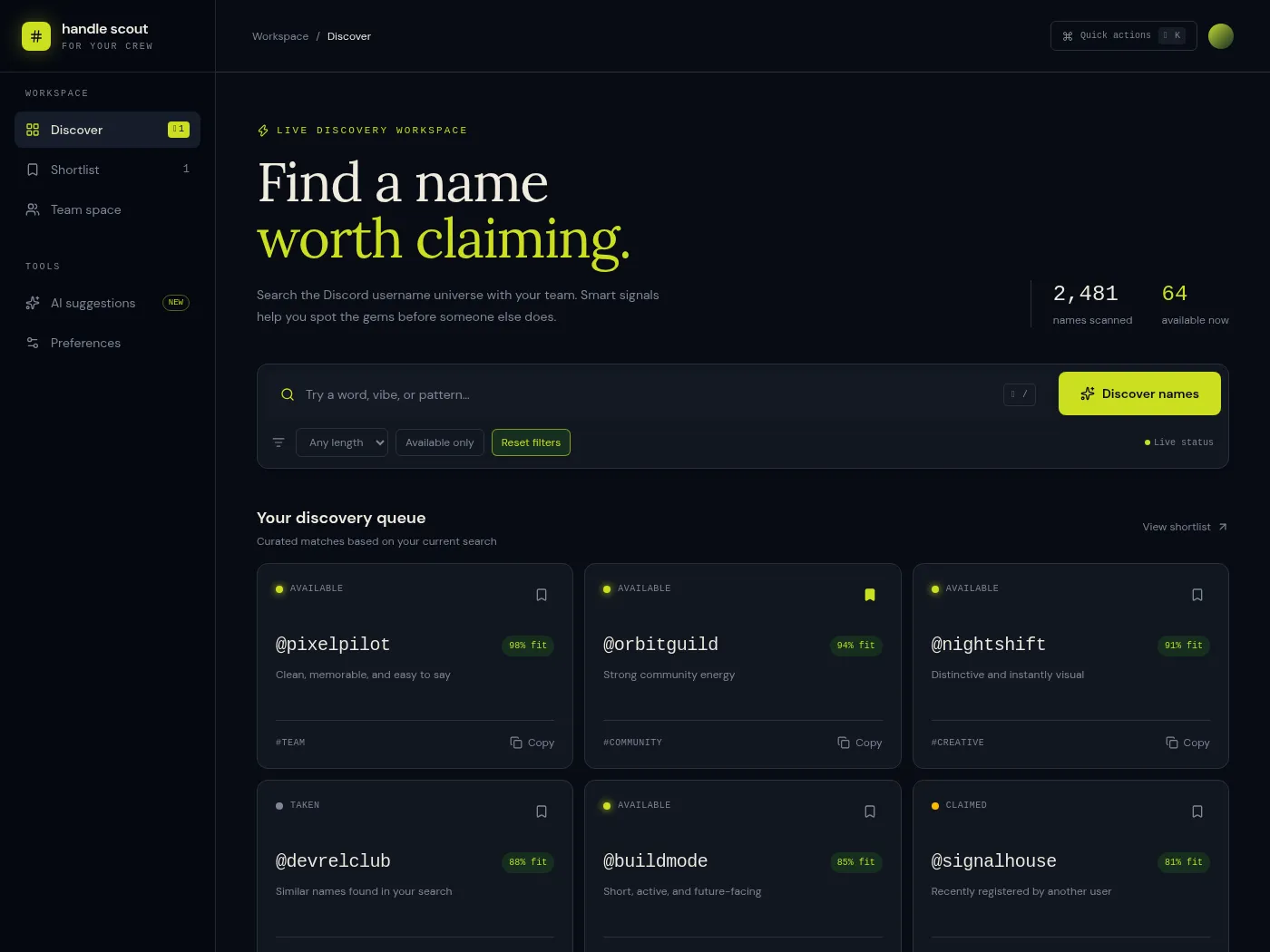 Discord Name Finder