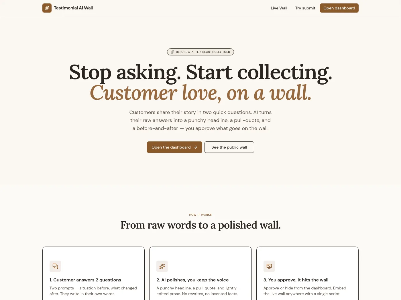 Testimonial AI Wall