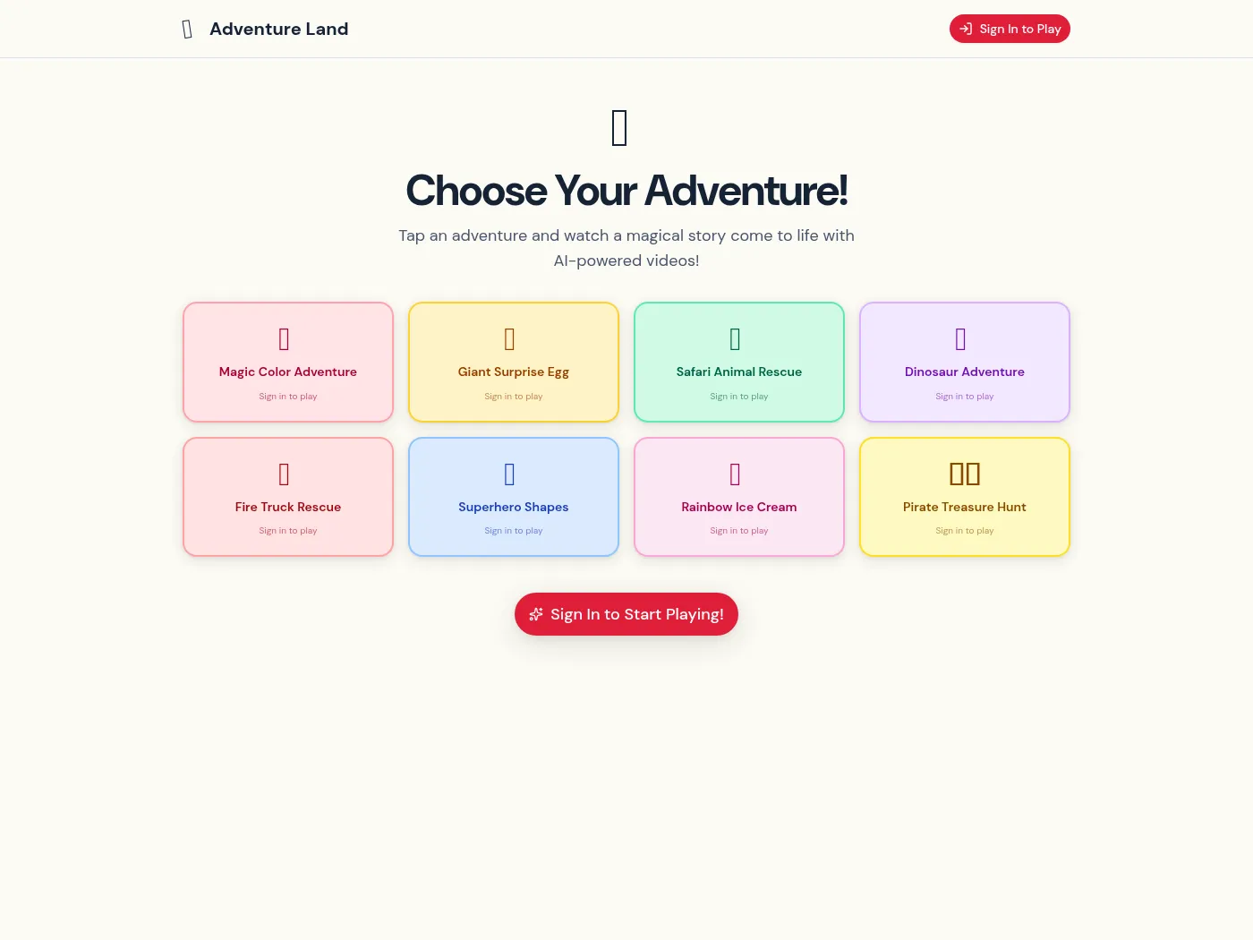 Adventure Land Kids App