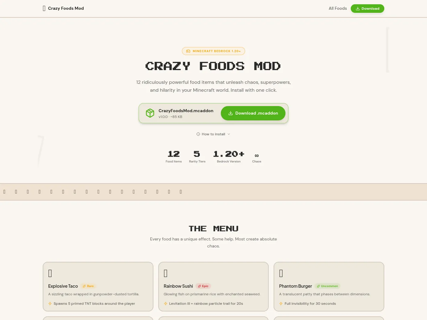 Crazy Foods Mod