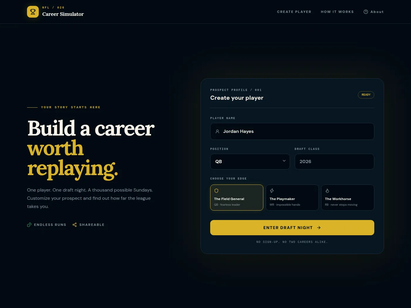 NFL Career Simulator