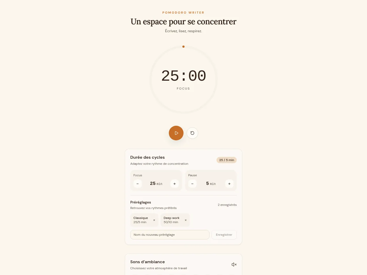Pomodoro Writer Timer