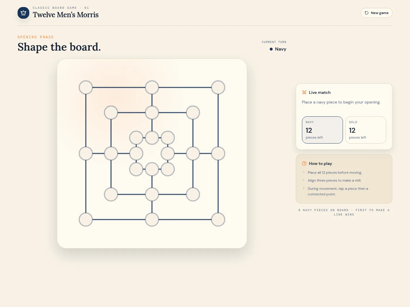 Twelve Morris Game App