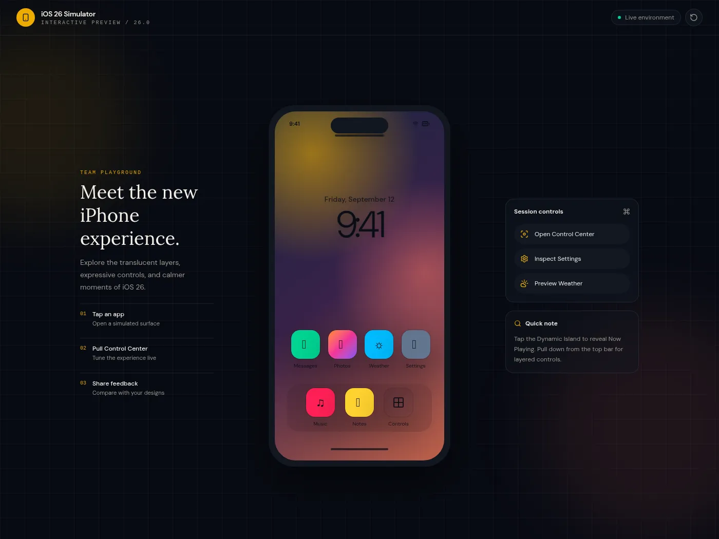 iOS 26 Web Simulator