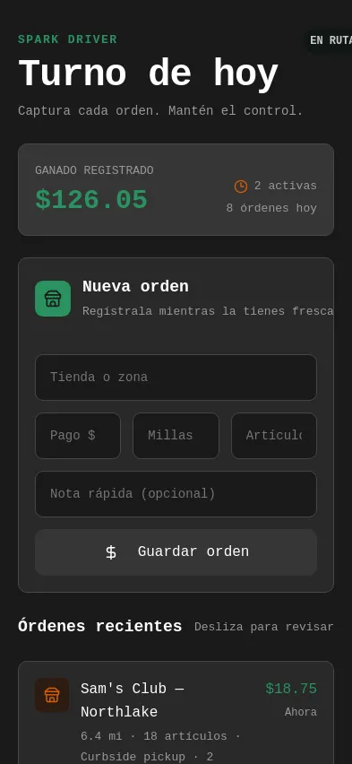 Spark Drive Orders App