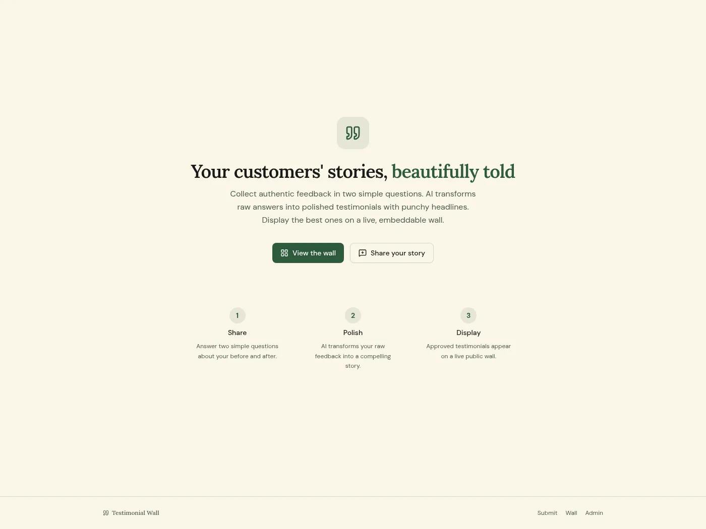 Testimonial AI Wall