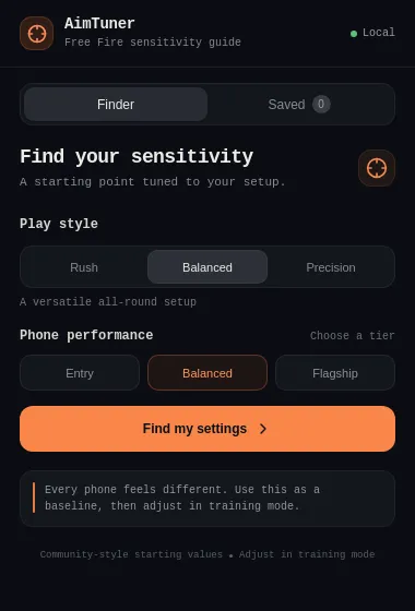 Free Fire Sensitivity Finder