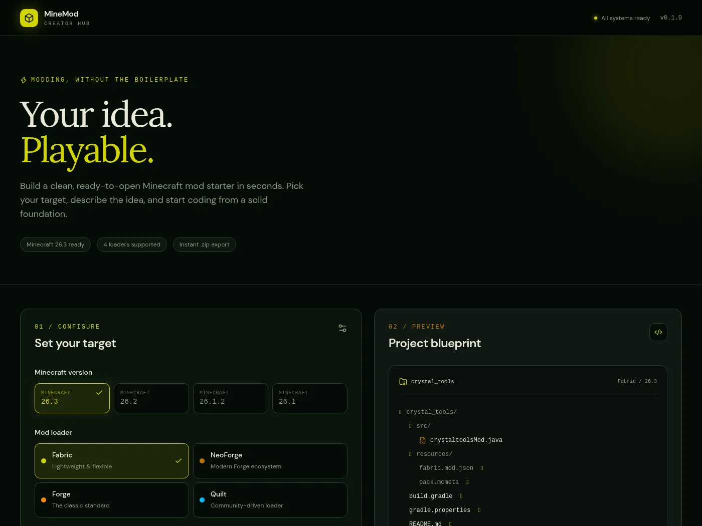 MineMod Creator Hub