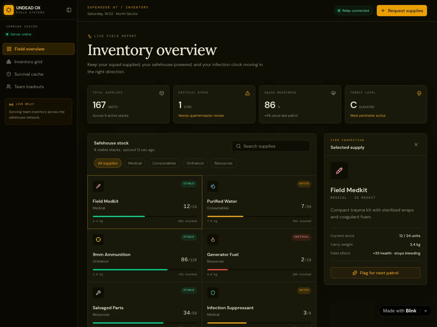 Undead Ox Inventory