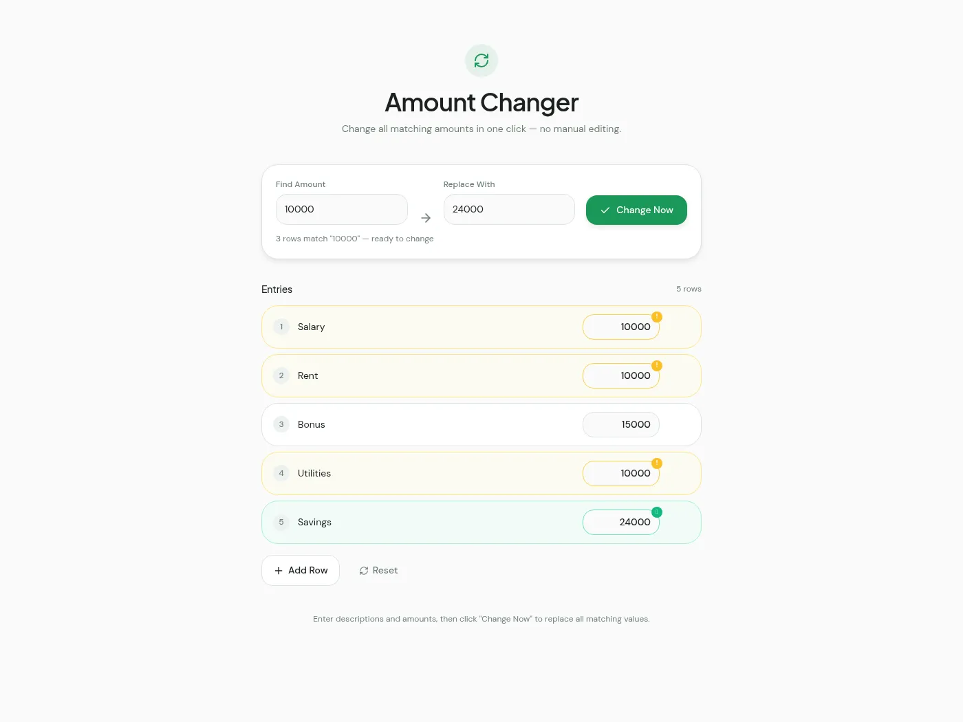 Amount Changer Tool