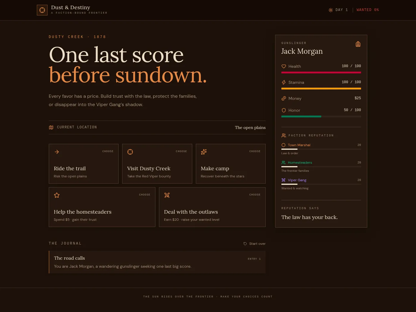 Dust & Destiny Web Game