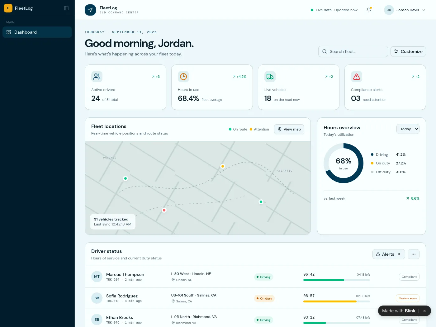 FleetLog ELD Tracker
