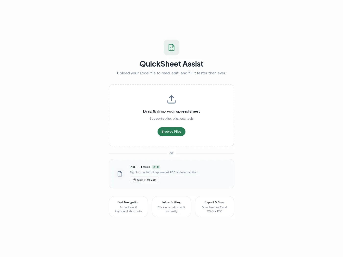 QuickSheet Assist