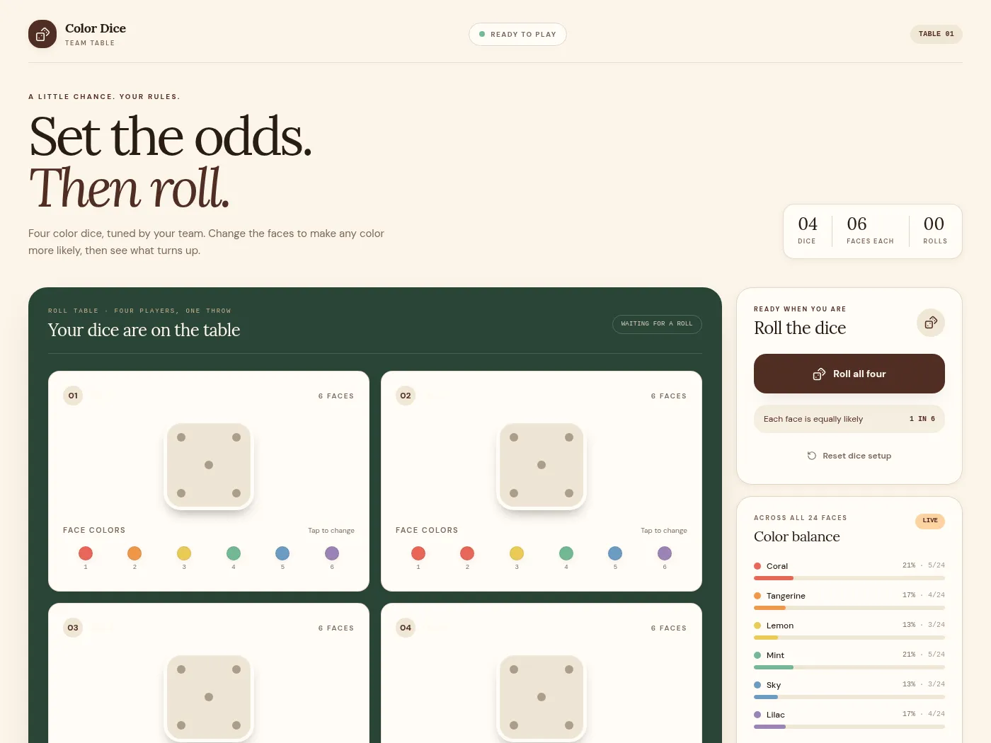 Color Dice Simulator