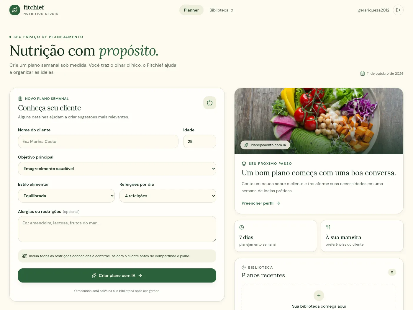 Fitchief Nutrition Planner