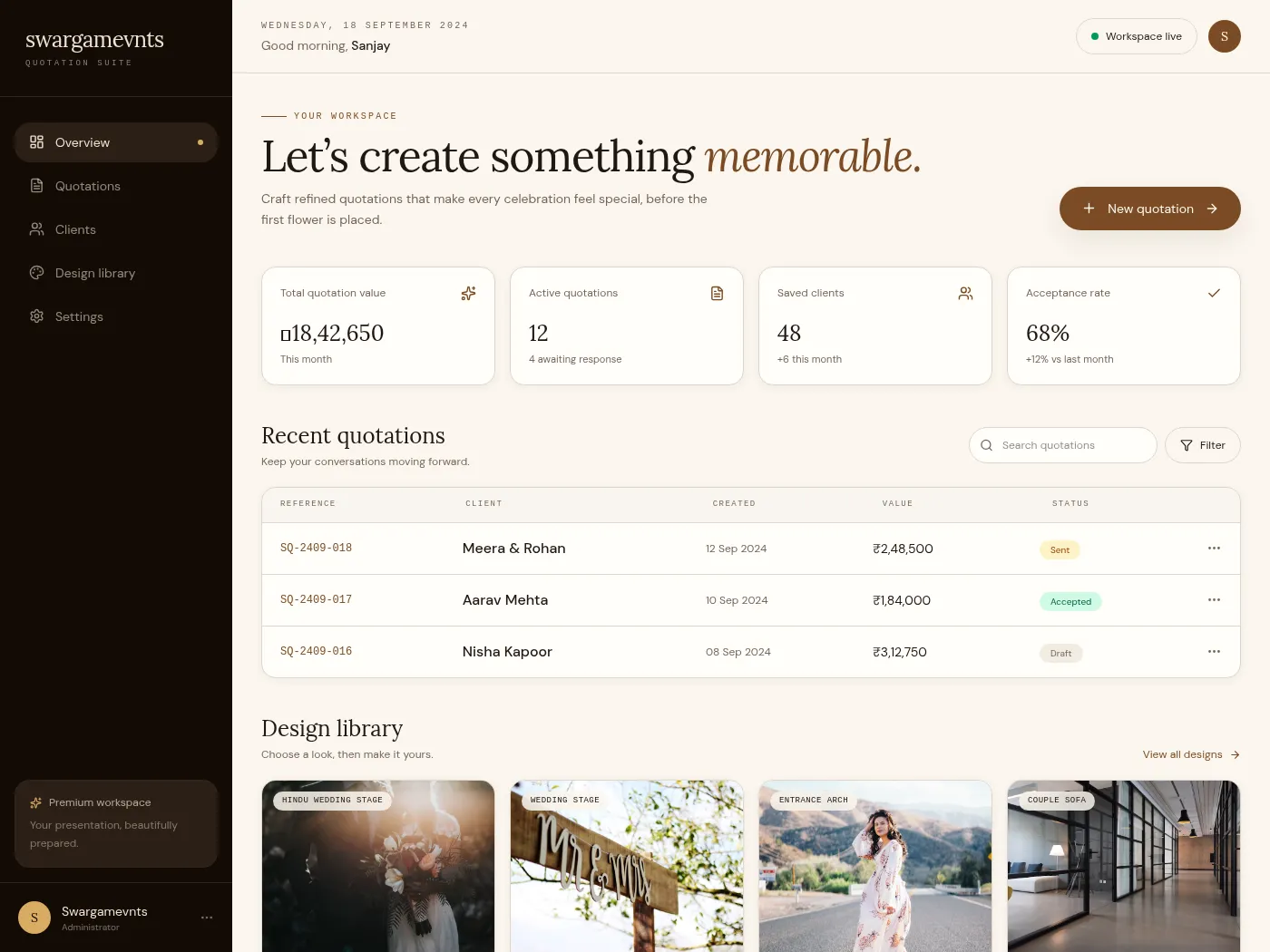 Swargamevnts Quotation Suite