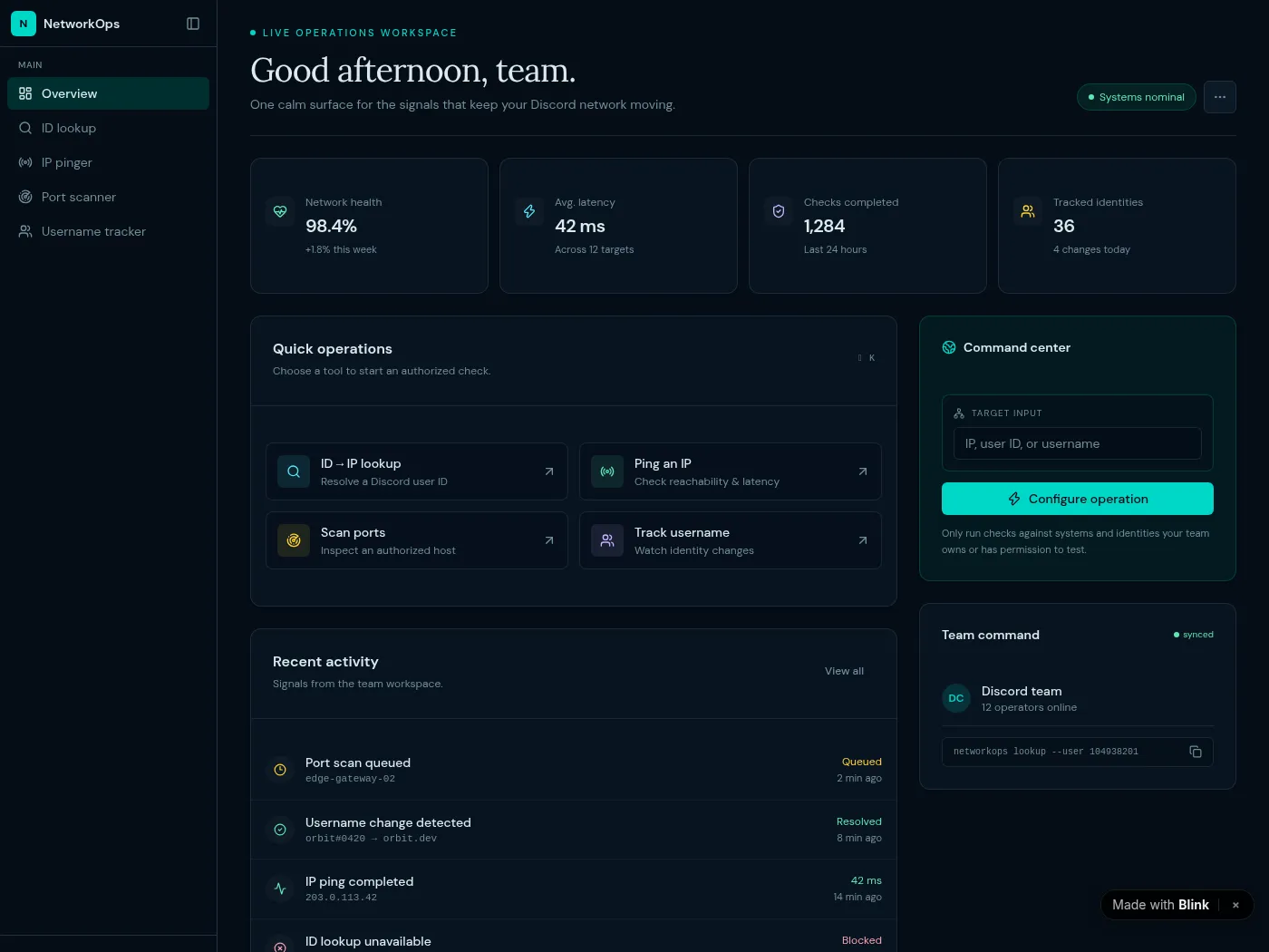 NetworkOps Dashboard