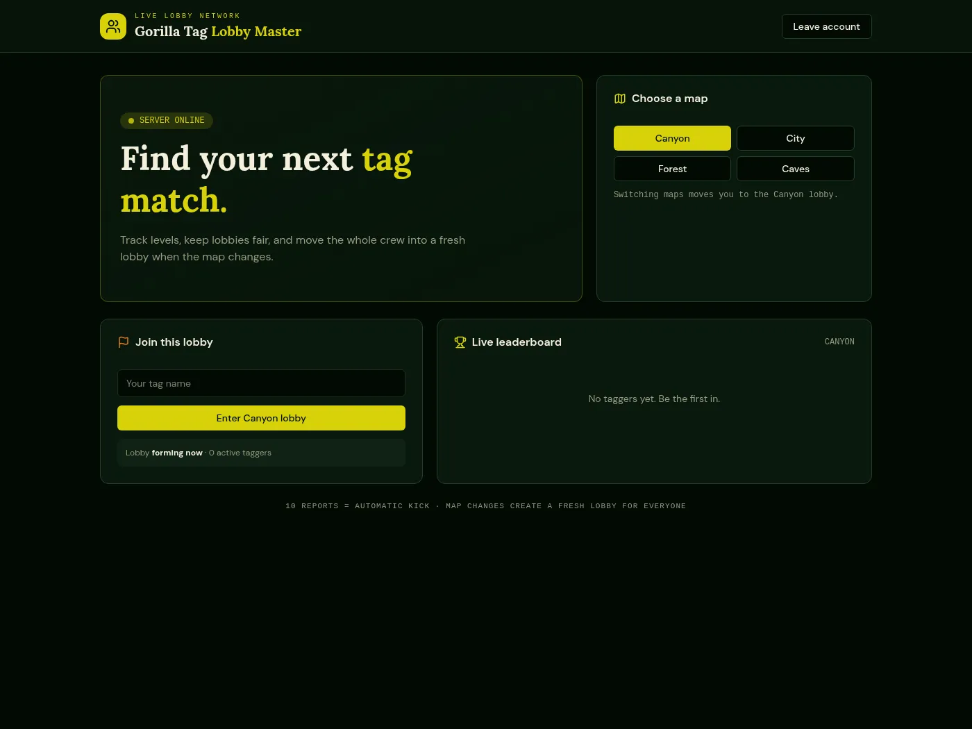 Gorilla Tag Lobby Master