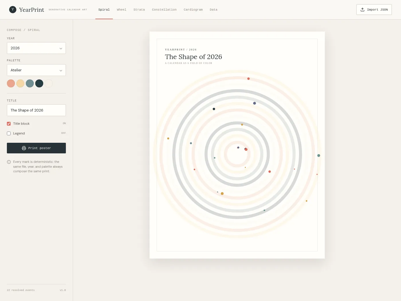 YearPrint Generative Art Posters