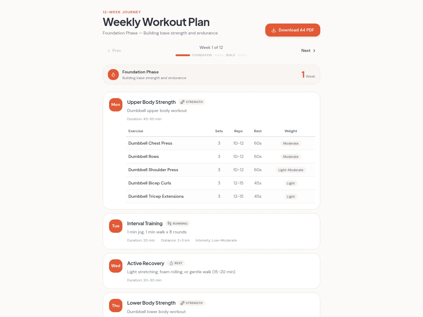 Workout PDF Generator