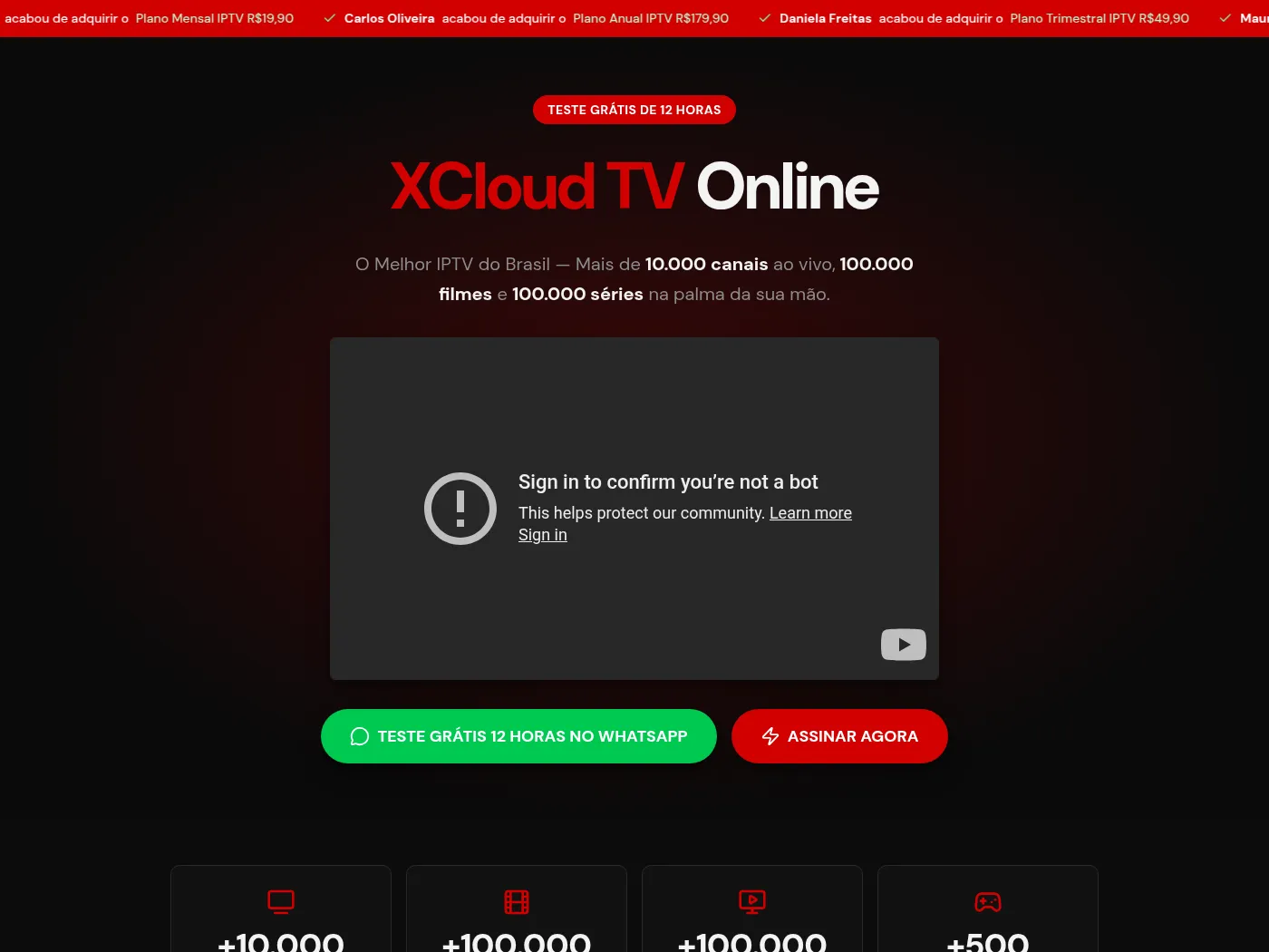 XCloud TV Landing Page