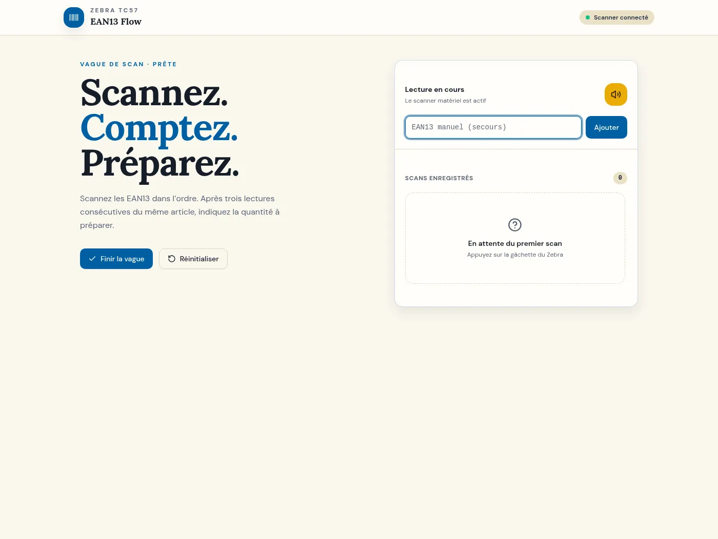 Zebra EAN13 Scanner Flow