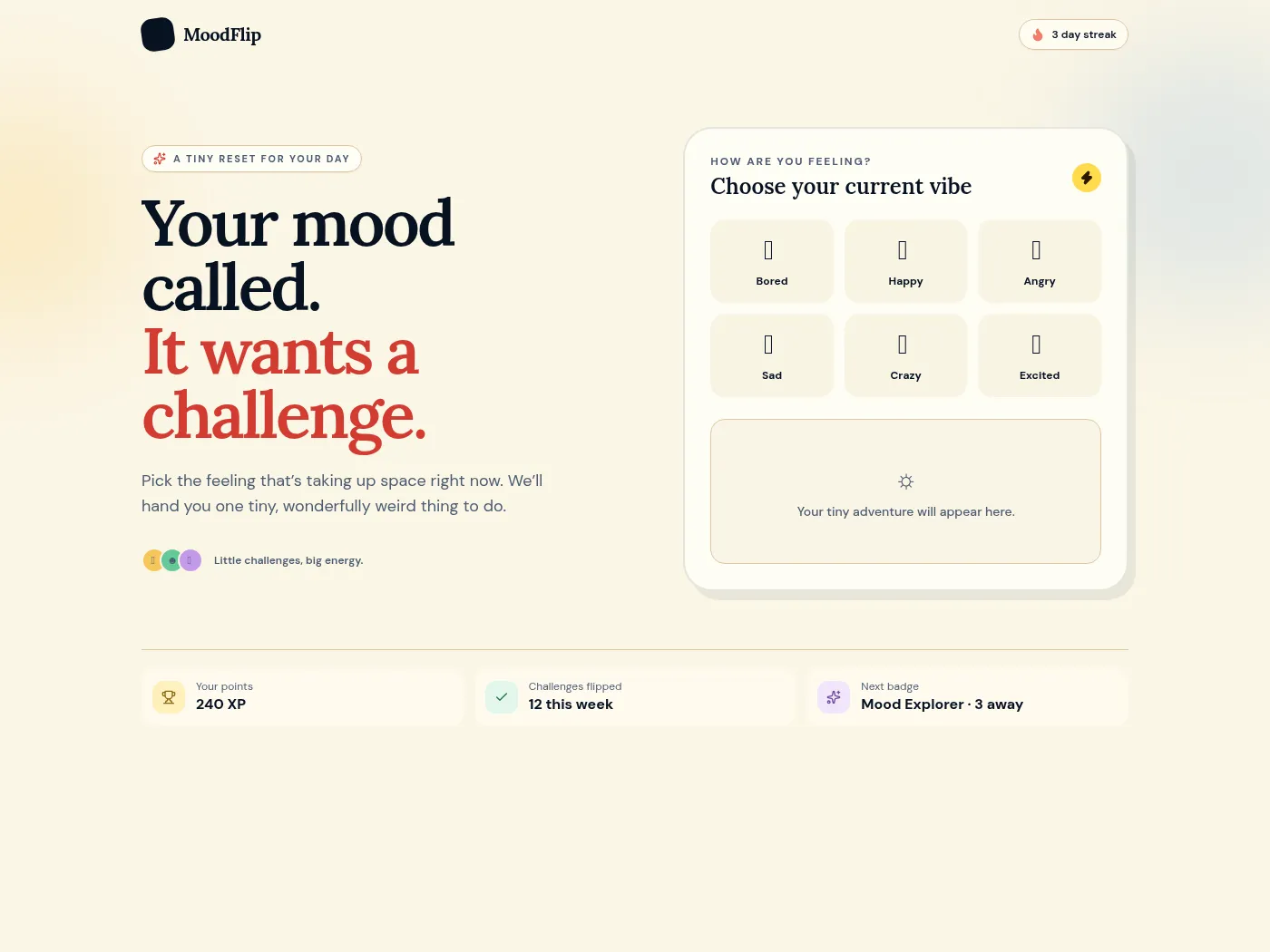 MoodFlip Challenge App