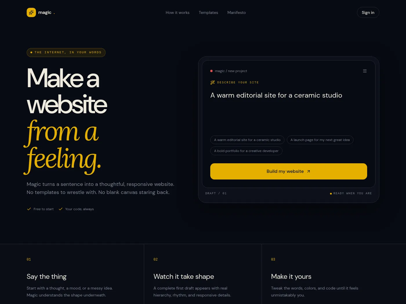 Magic Website Generator