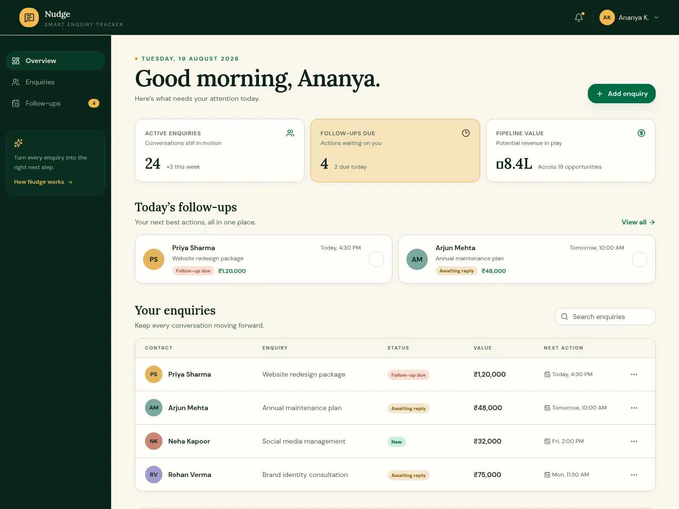 Smart Enquiry Tracker
