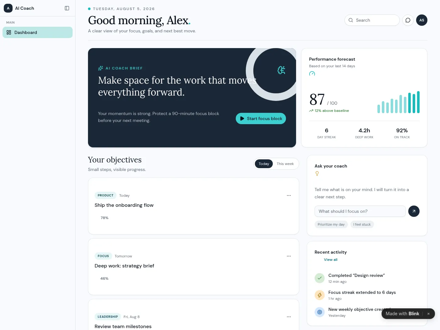 AI Coach Dashboard