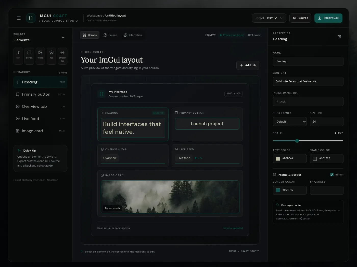 ImGui Craft Studio