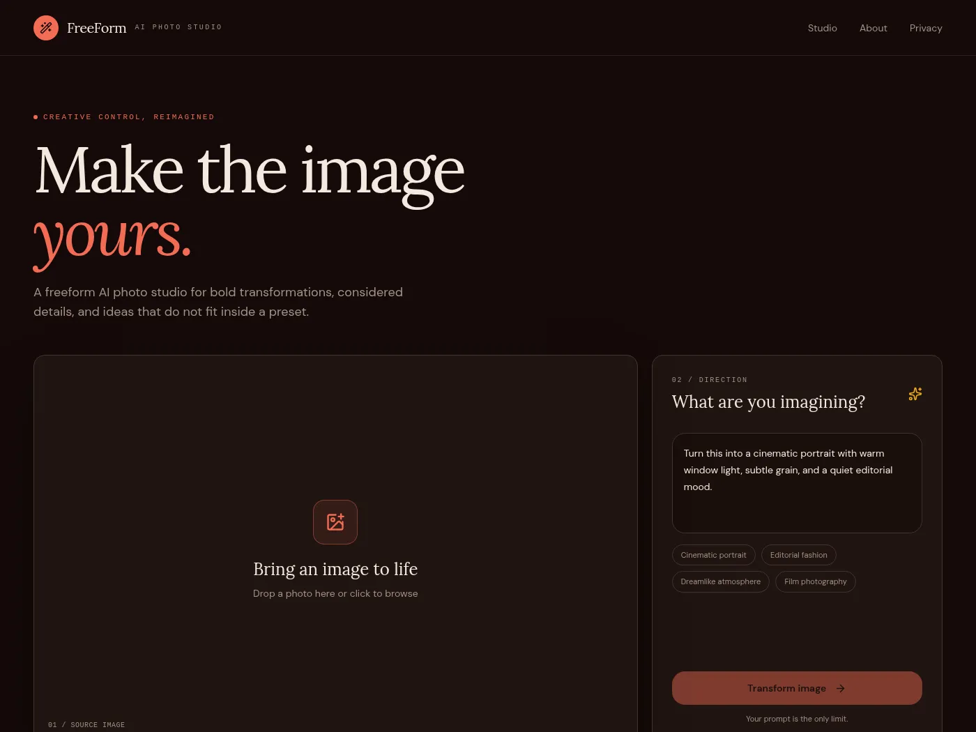 FreeForm AI Photo Studio