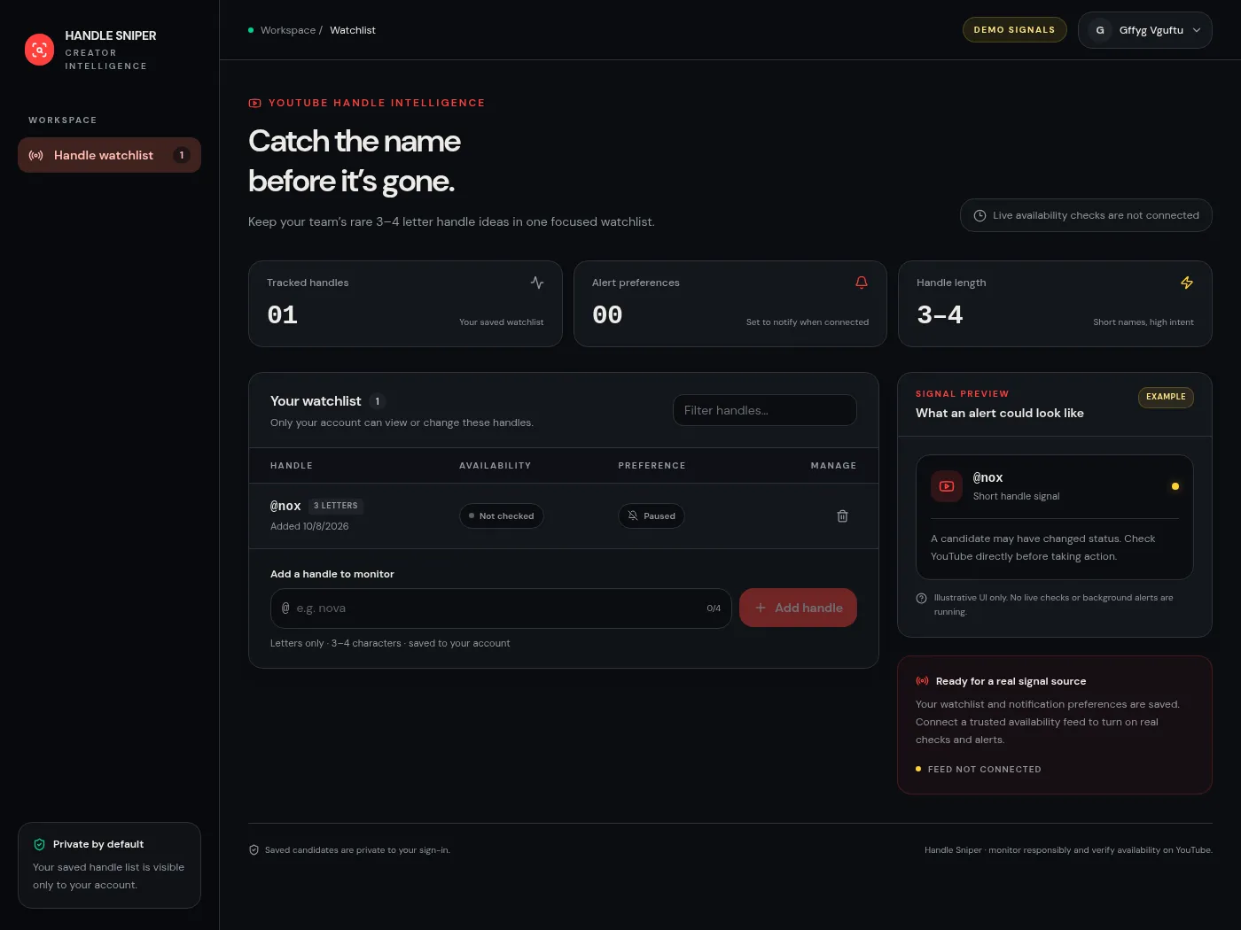YouTube Name Sniper AI
