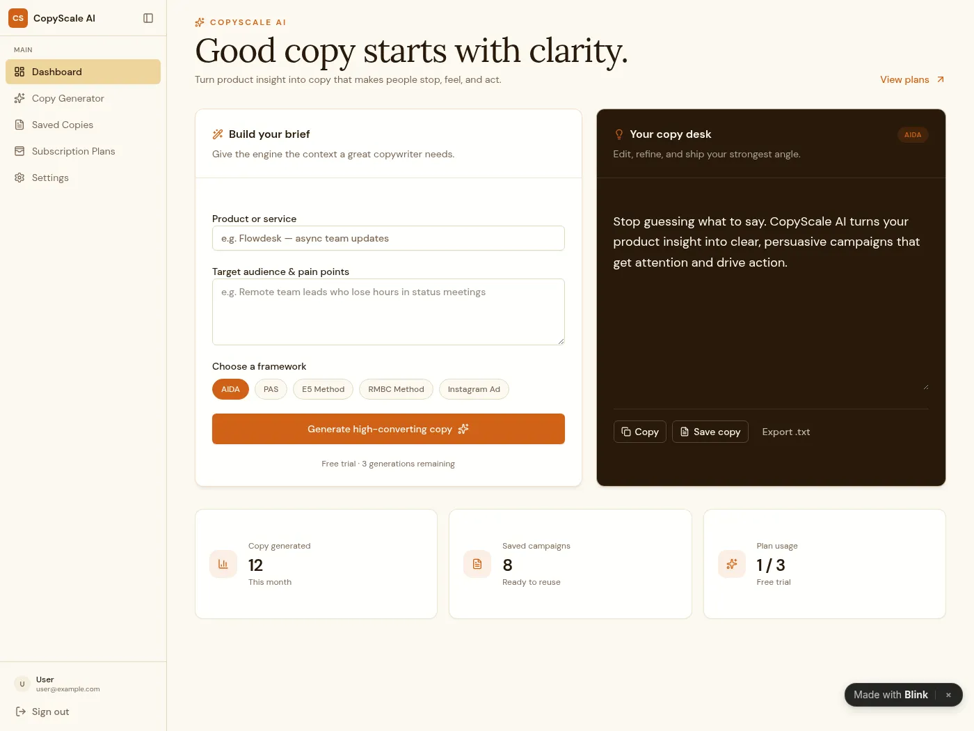 CopyScale AI SaaS Platform
