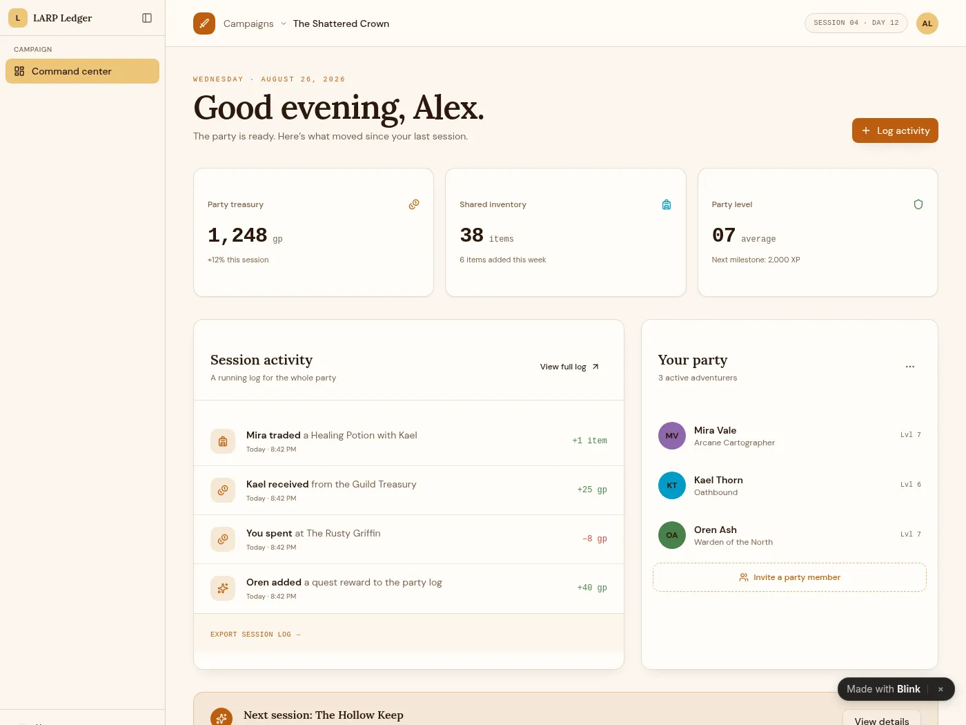 LARP Tracker Hub