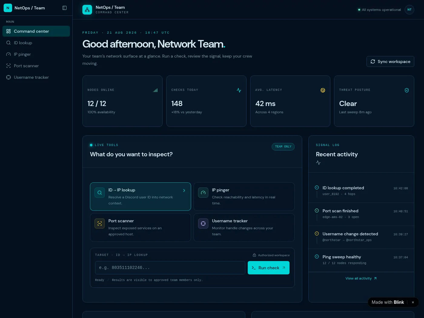 NetOps Team Dashboard
