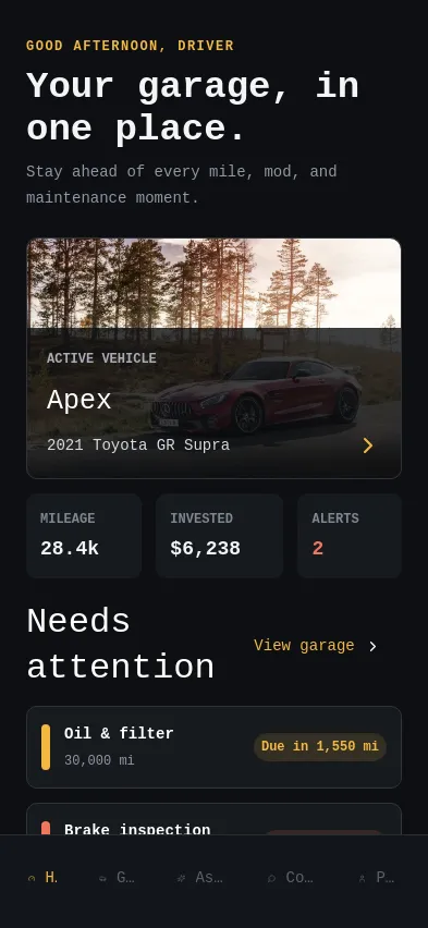 EnthusiBuilt Garage App