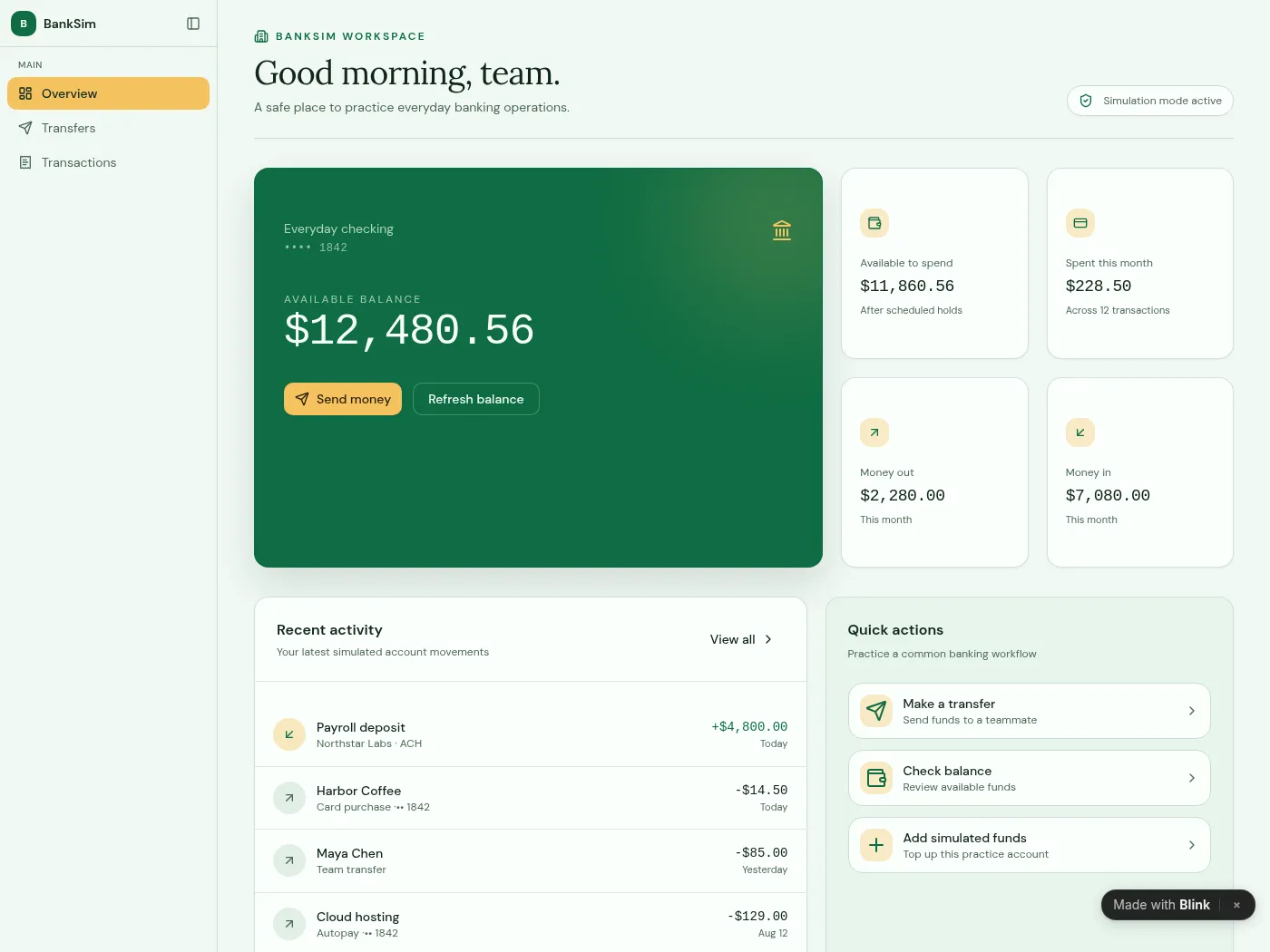 BankSim Web App
