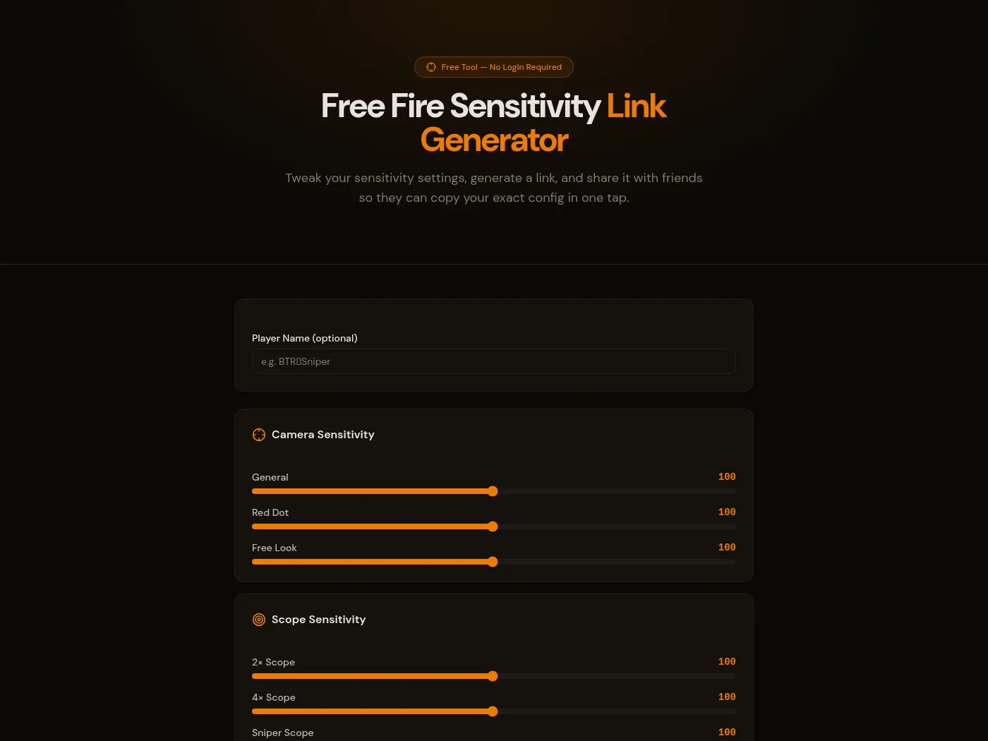 Free Fire Sensitivity Link