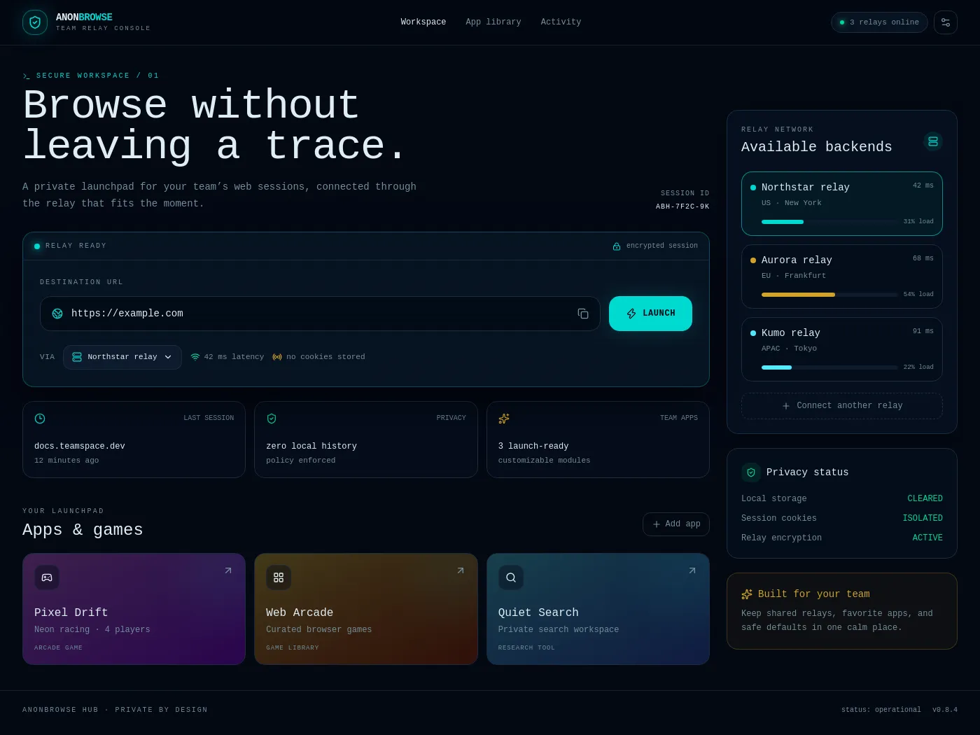 AnonBrowse Hub