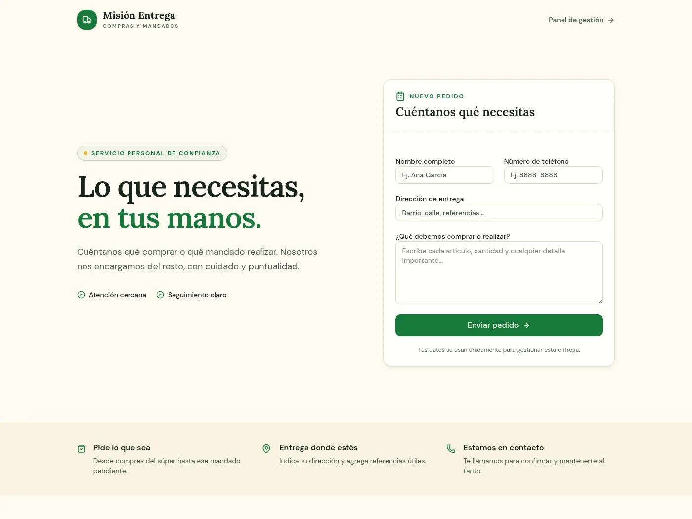 Misión Entrega Manager