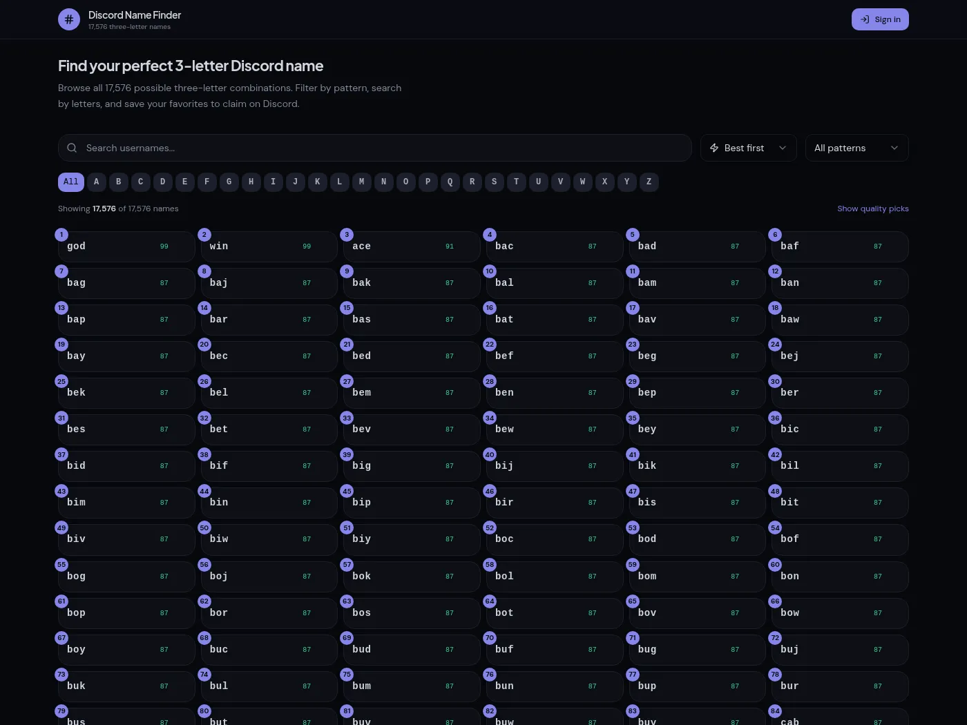 Discord Name Finder
