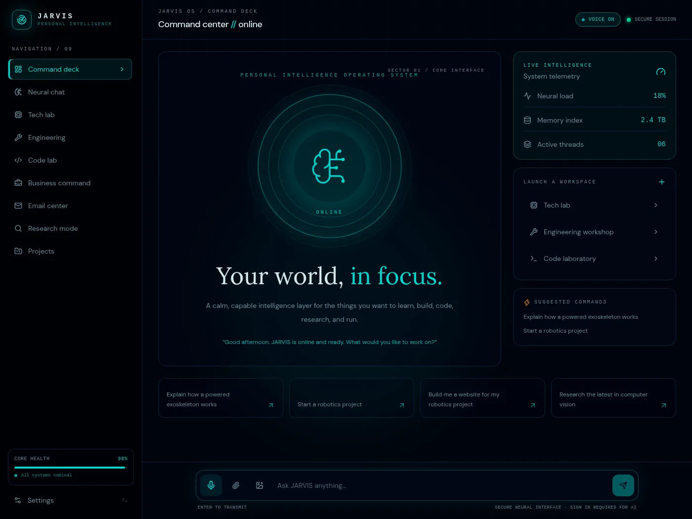 JARVIS AI Command Center
