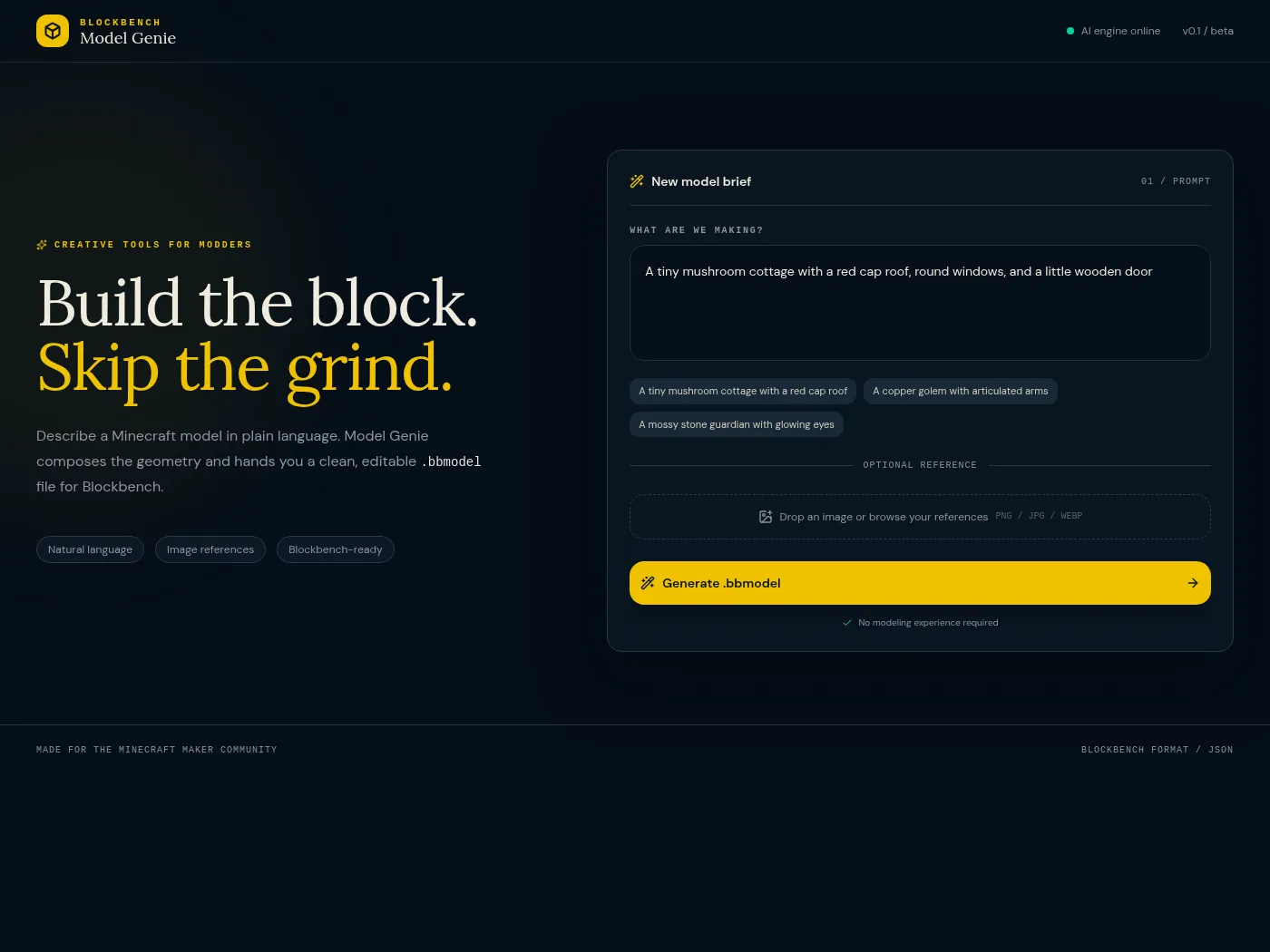 Blockbench AI Model Genie