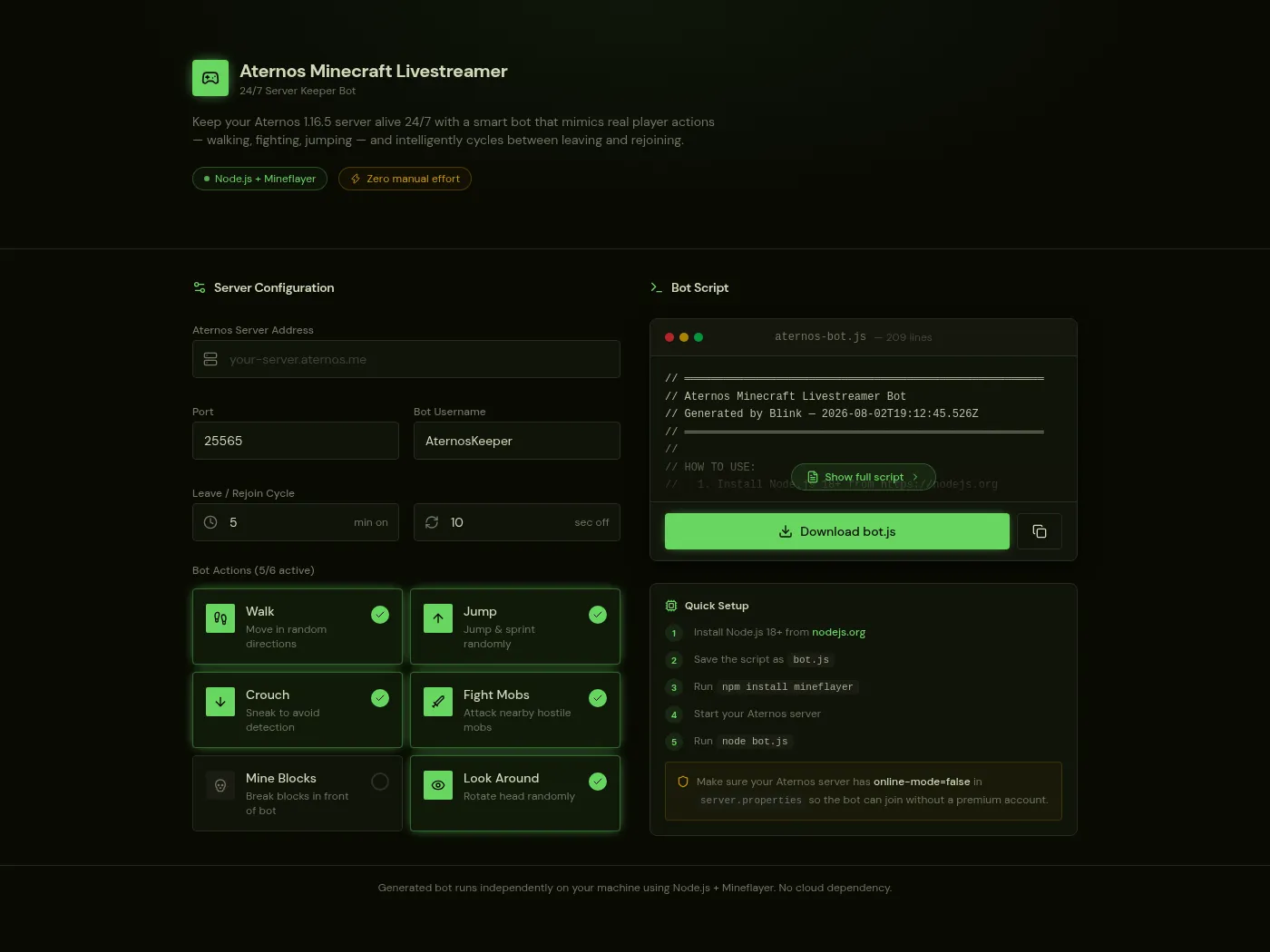 Aternos Minecraft Livestreamer