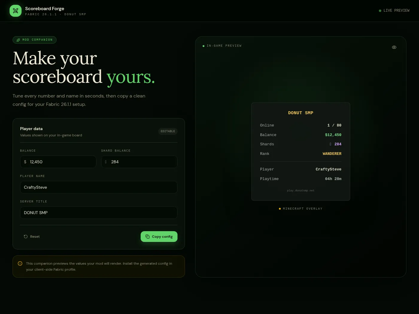 Fabric Scoreboard Customizer
